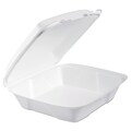 Dart Foam Hinged Lid Containers, 9.375 x 9.375 x 3, White, PK200 90HT1R | Zoro